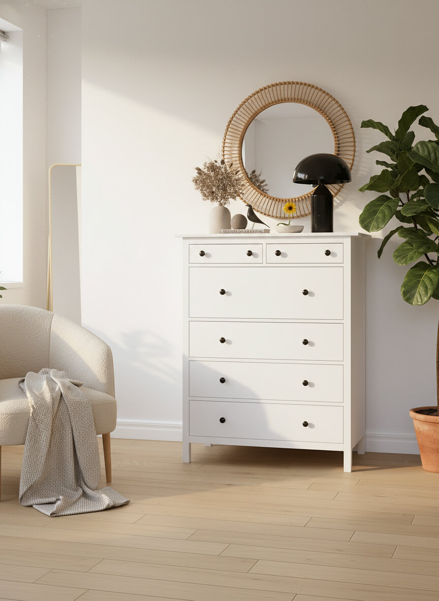 Комод Хемнэс Hemnes/ Кымор, 108x131x50см, 6 ящиков, белый