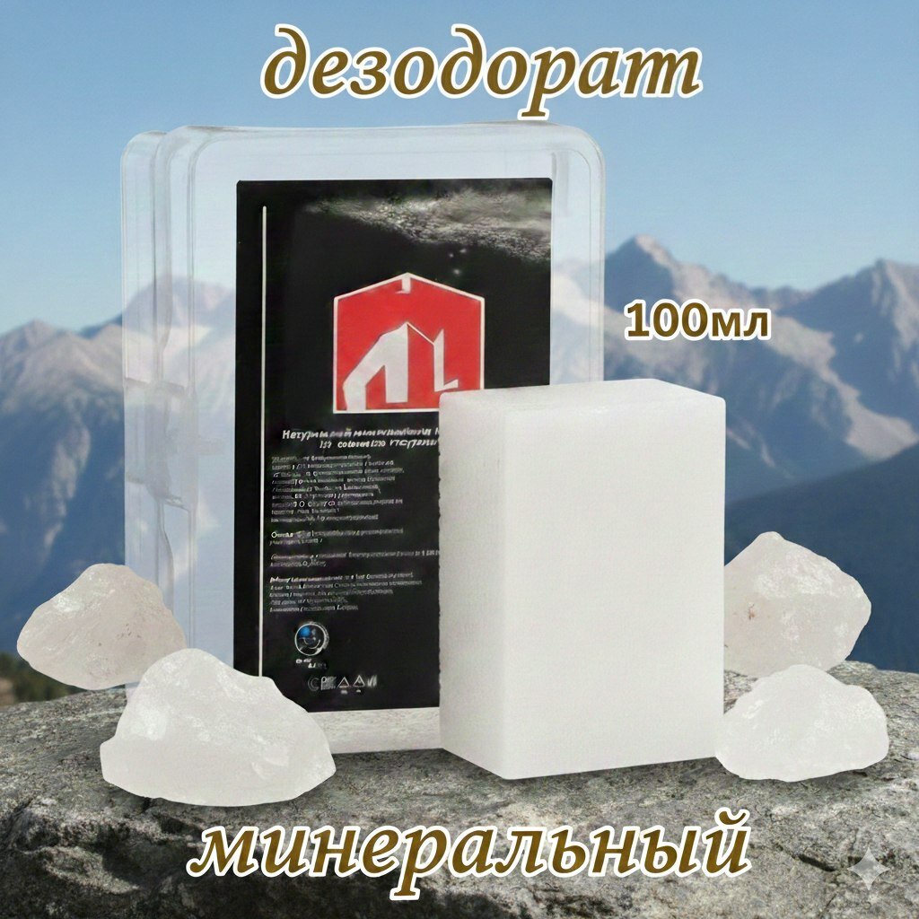 Дезодорант-кристаллический, минеральный, стик, гипоаллергенный, 100г