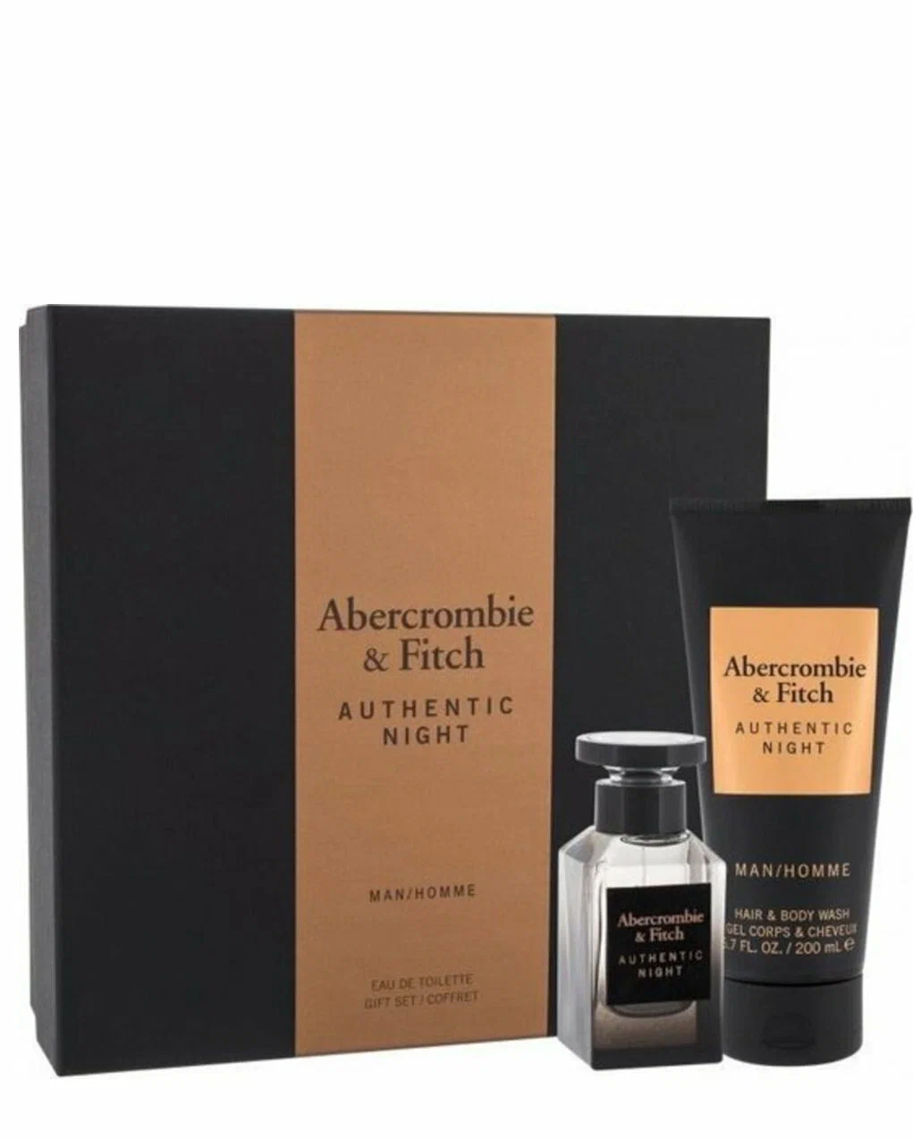 Набор подарочный мужской Abercrombie & Fitch Authentic Night Туалетная вода 50 мл, Гель для душа и волос 200 мл