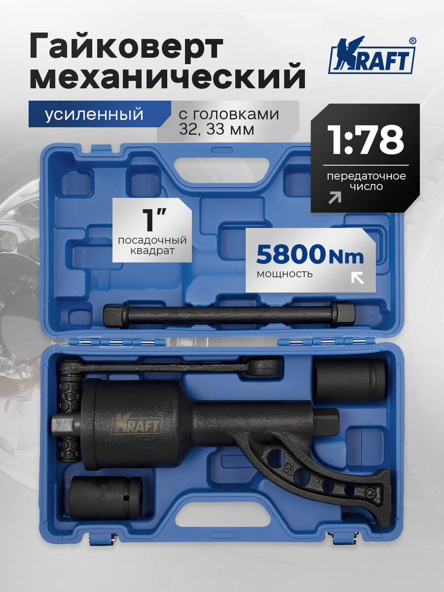 Гайковерт ручной "мясорубка" механический усиленный с головками 32, 33 мм KT 705076