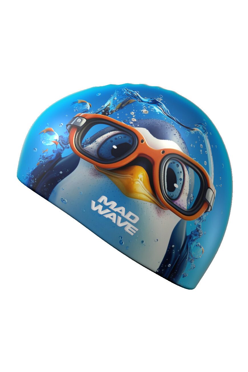 Силиконовая шапочка MAD WAVE Penguin HQ, универсальная, с рисунком