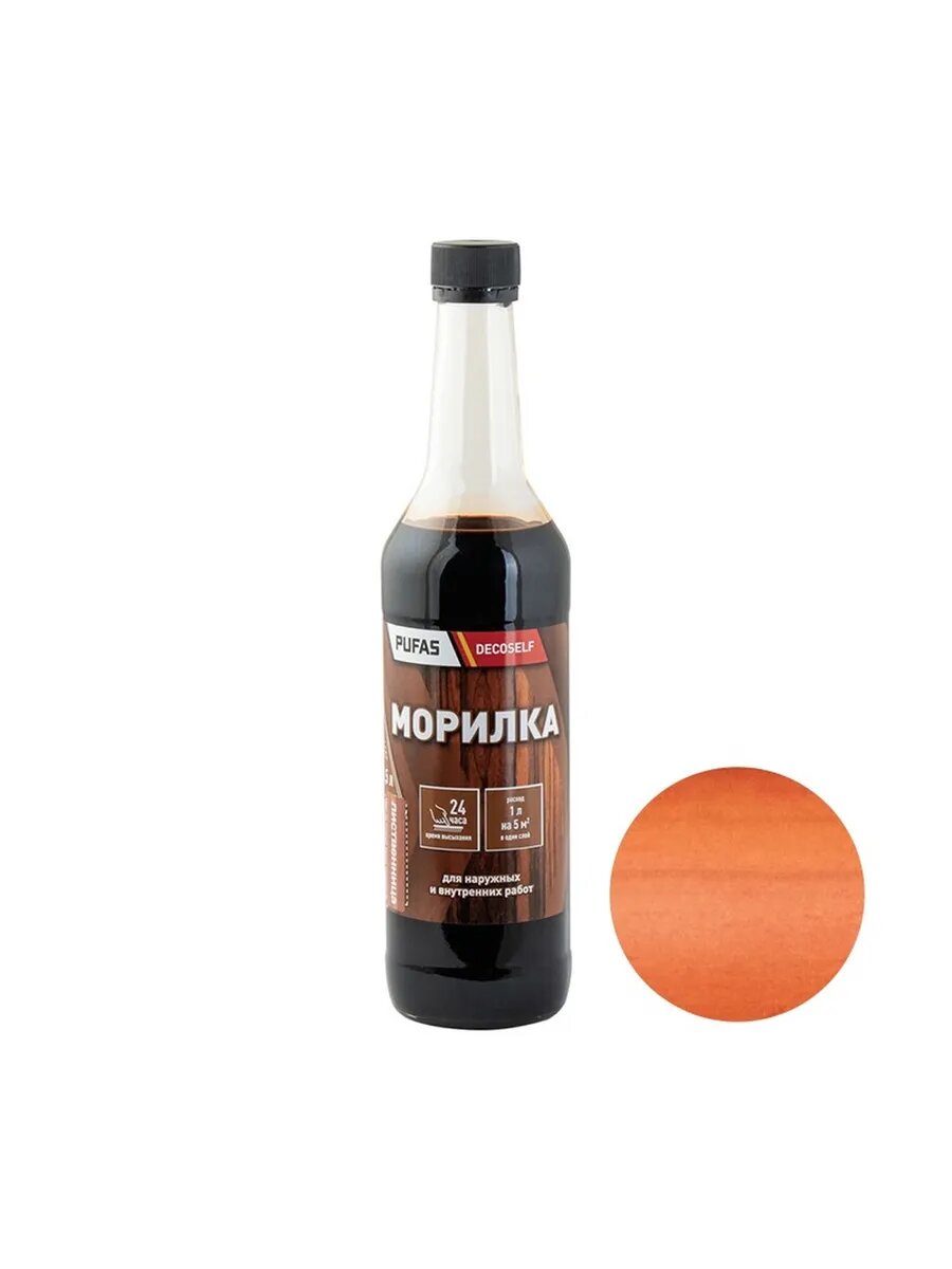 Морилка Pufas Decoself, неводная, цвет лиственница, шелковисто-матовая, 0,5 л