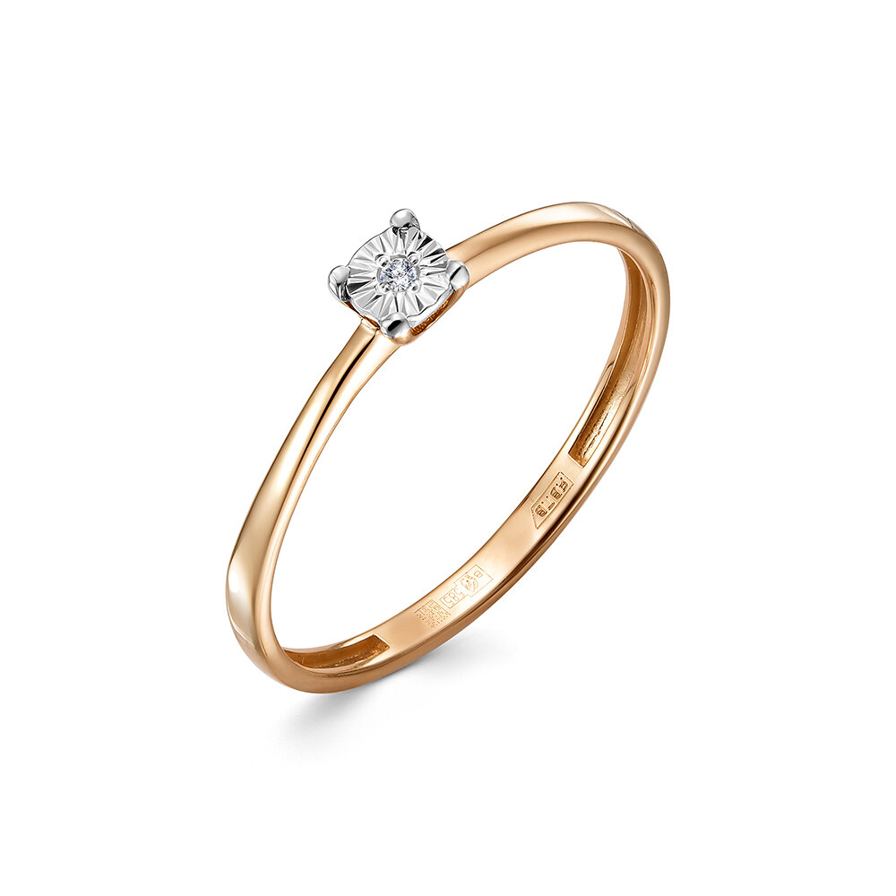 Кольцо помолвочное, красное золото, 585 проба, бриллиант