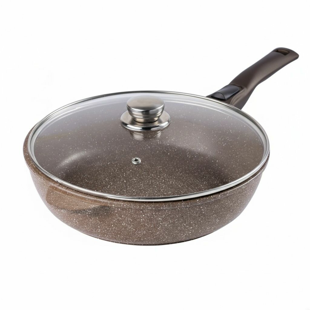 Сотейник Алтай 22 см. с крышкой, съемная ручка soft-touch (покрытие Мраморное). Гардарика