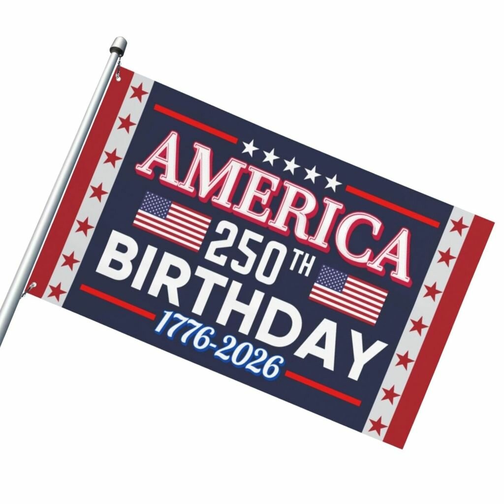 Памятный флаг к 250-летию основания Соединенных Штатов Америки в стиле 1776-2026 годов с одной или двумя пуговицами