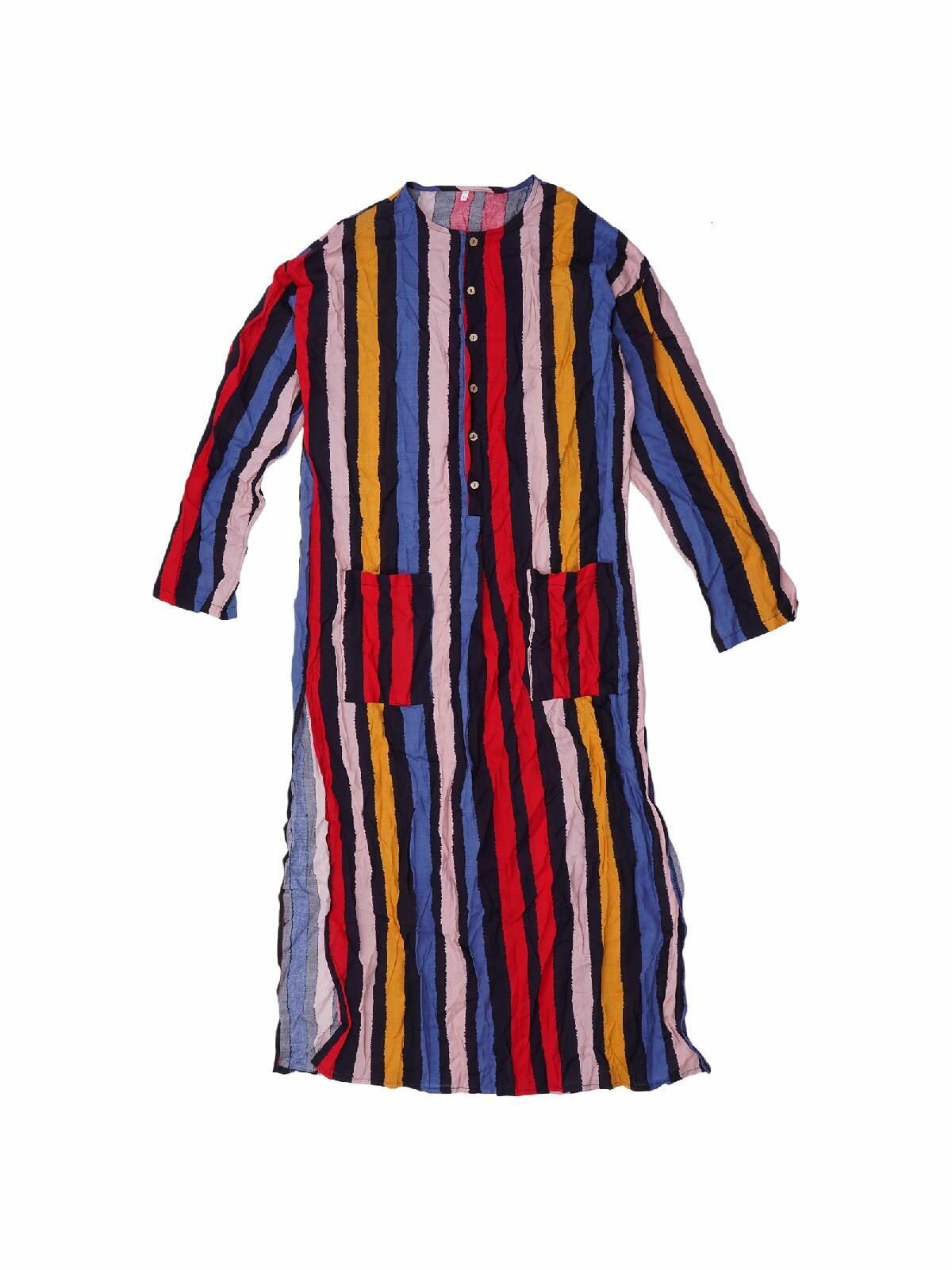 Цветастый полосатый кафтан для мужчин, красный - XL