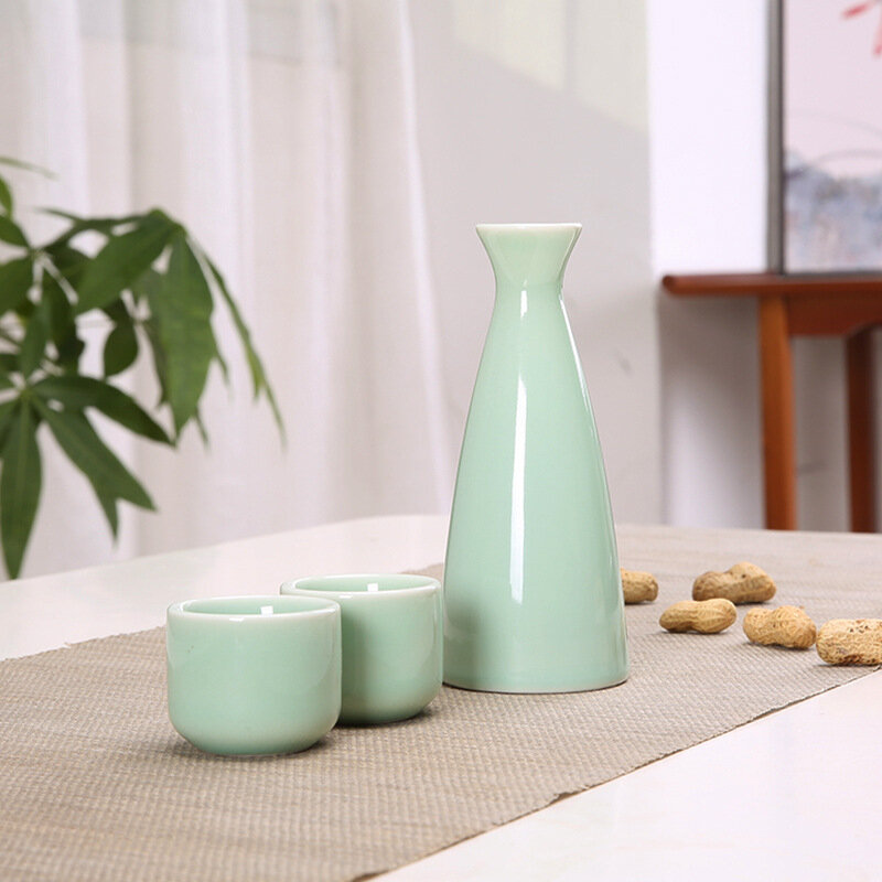 Керамический маленький винный кувшин для дома в ретро-стиле, винный диспенсер в старинном стиле, 0.1kg прозрачный винный набор с круглым горлышком, набор бокалов для белого вина, винная бутылка.