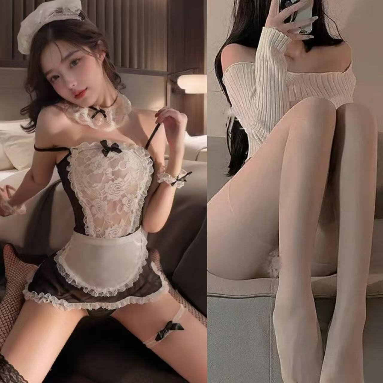 Сексуальное нижнее белье из уезда Гуаньюнь, соблазнительные костюмы горничных, чулки с открытым шаговым швом, легко снимаемые чулки, оптовая продажа и дропшиппинг.
