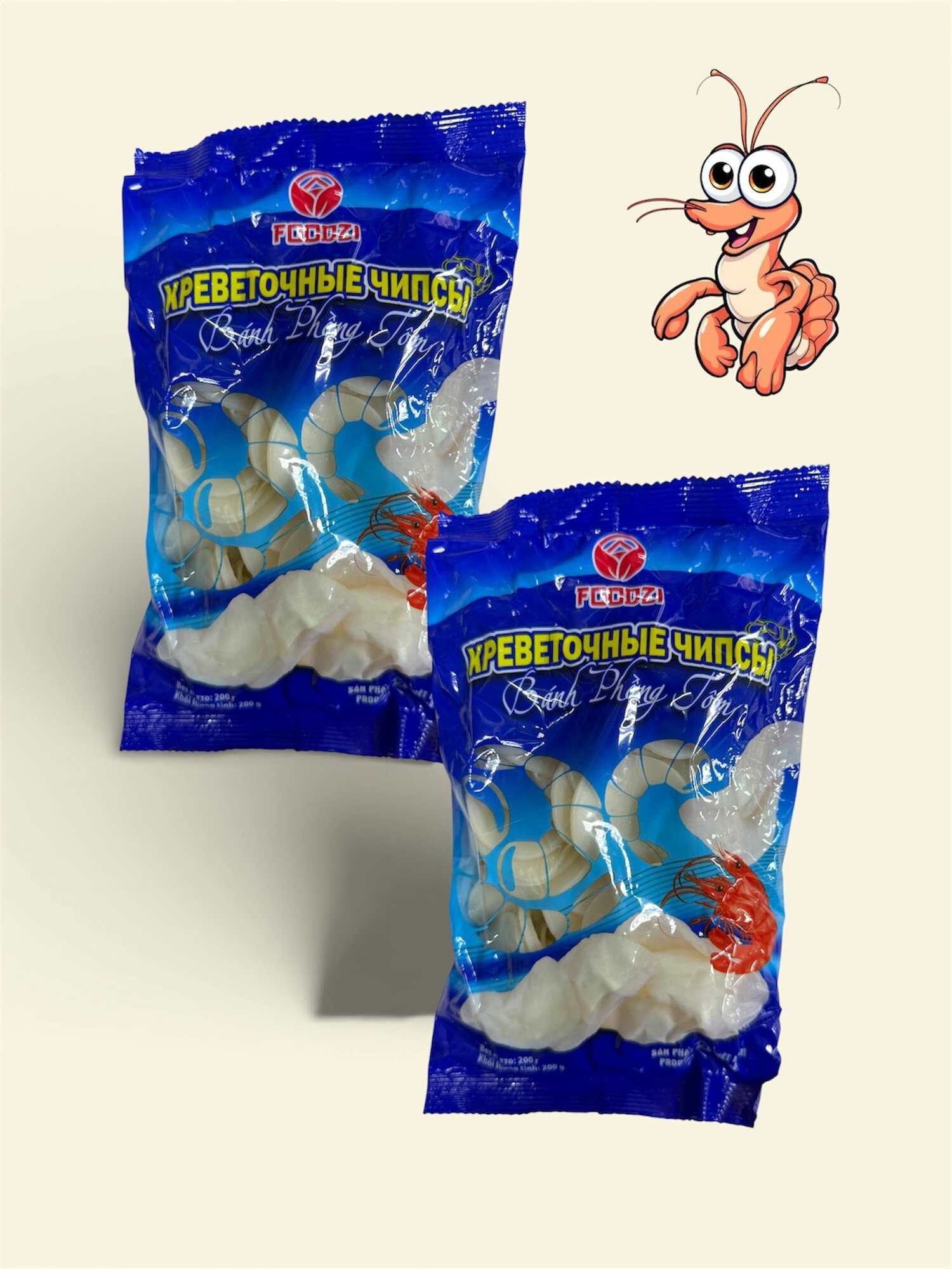 FOODZI Креветочные чипсы для жарки 2 по 200 гр