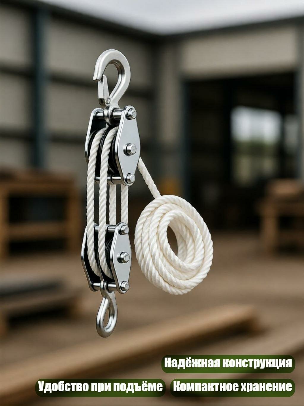 Вращающийся блок для верёвки, Белая веревка - 3 раунда