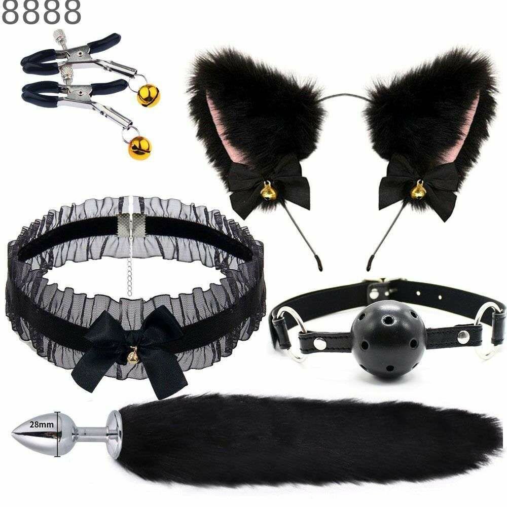 Анальная пробка с хвостом и ушками, Набор бдсм, Фетиш для секс игр