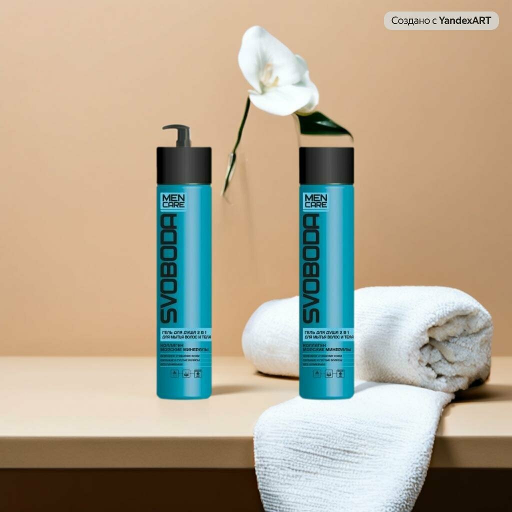 Гель для душа для волос и тела 2 в 1 Свобода Men Care Коллаген, морские минералы, 300 мл, 2 шт