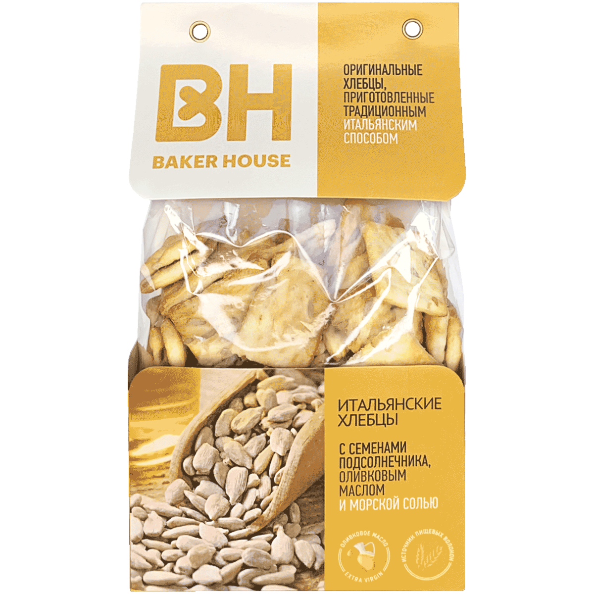 Хлебцы Baker House Итальянские с семенами подсолнечника, оливковым маслом и морской солью 250 г