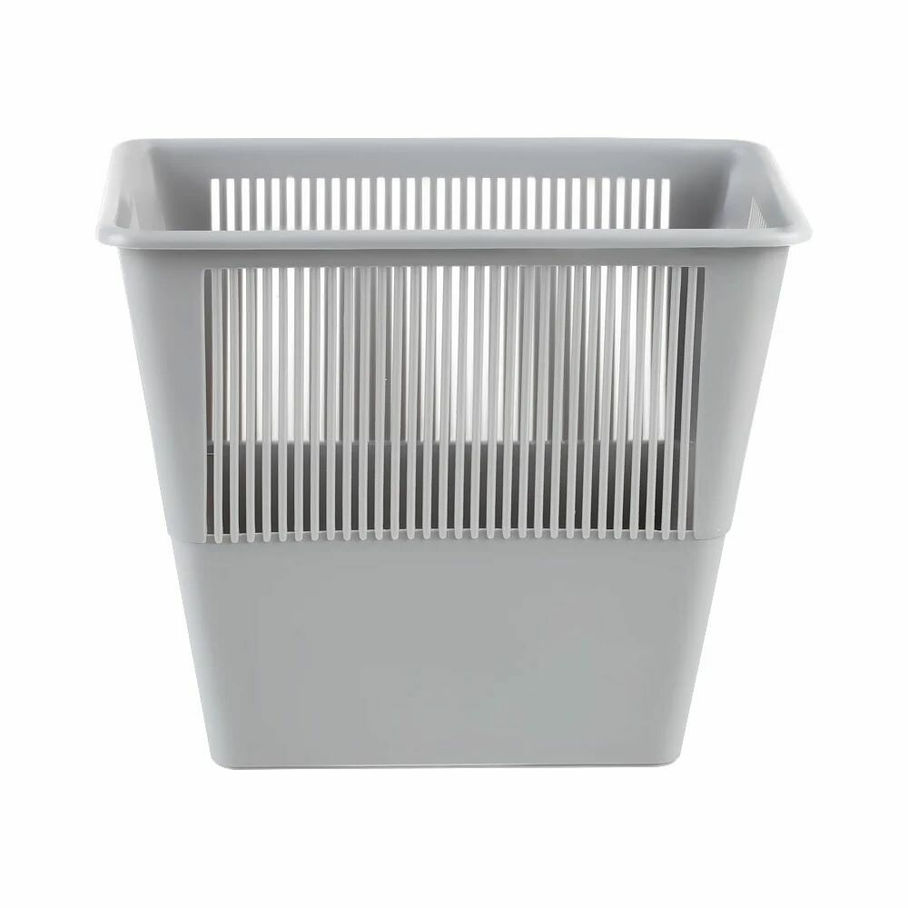 Корзина для бумаг Стамм 12 л, прямоугольная, сетчатая, серая КР32