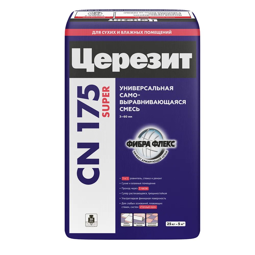 Пол наливной церезит CN 175 усиленный быстротвердеющий, 25кг