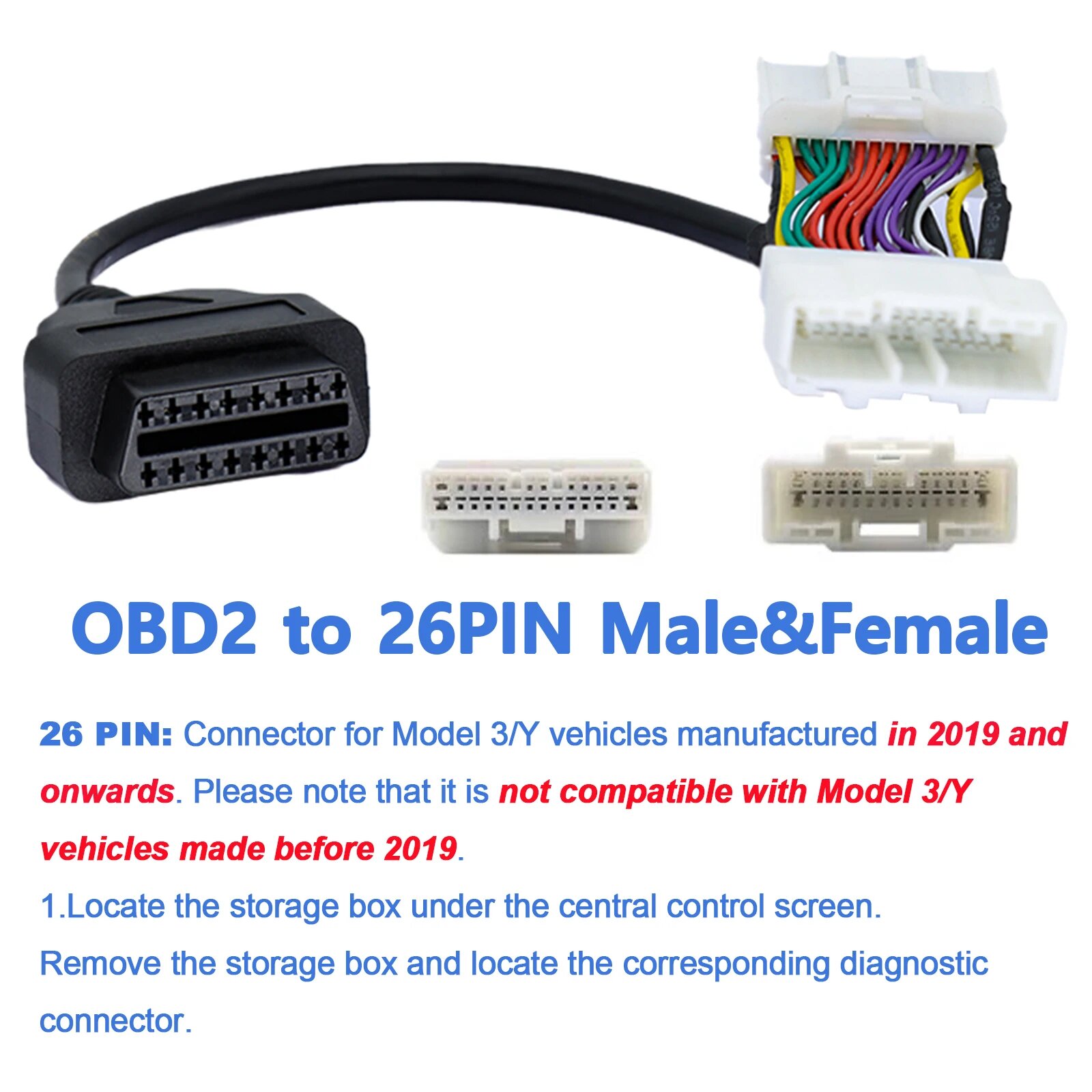 OBD2 - 26PIN адаптер для Tesla Model 3/Y (2019+)