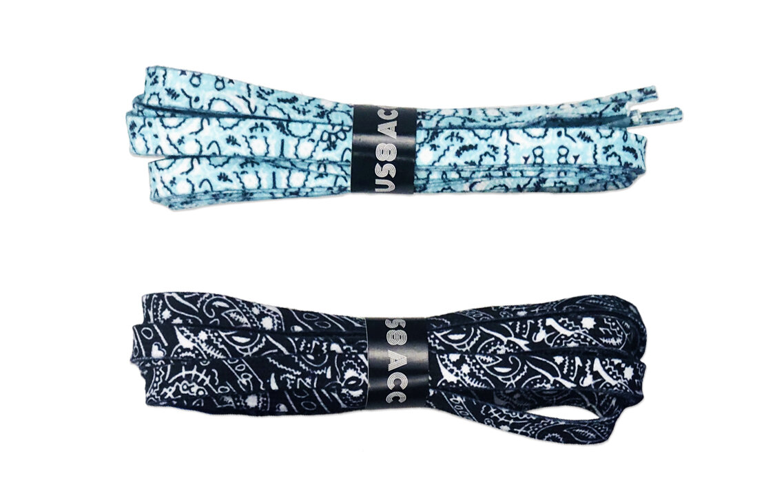 Шнурки унисекс US8ACC 5056160, 140CM, Black Paisley Shoelace*1 Pack+Sky Blue Paisley Shoelace*1 Pair