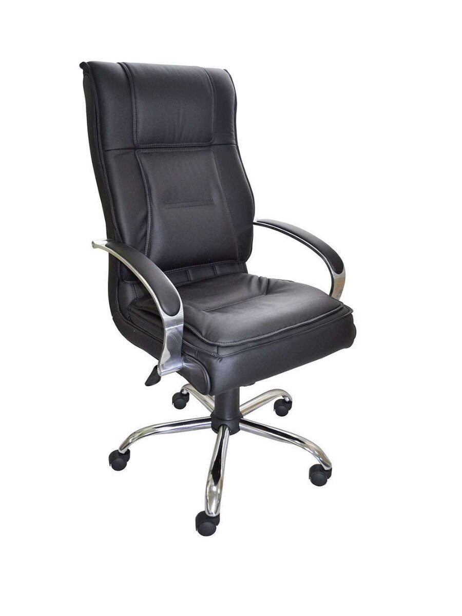 Компьютерное кресло для руководителя Factor Лорд 1Х хром, натуральная кожа, цвет черный