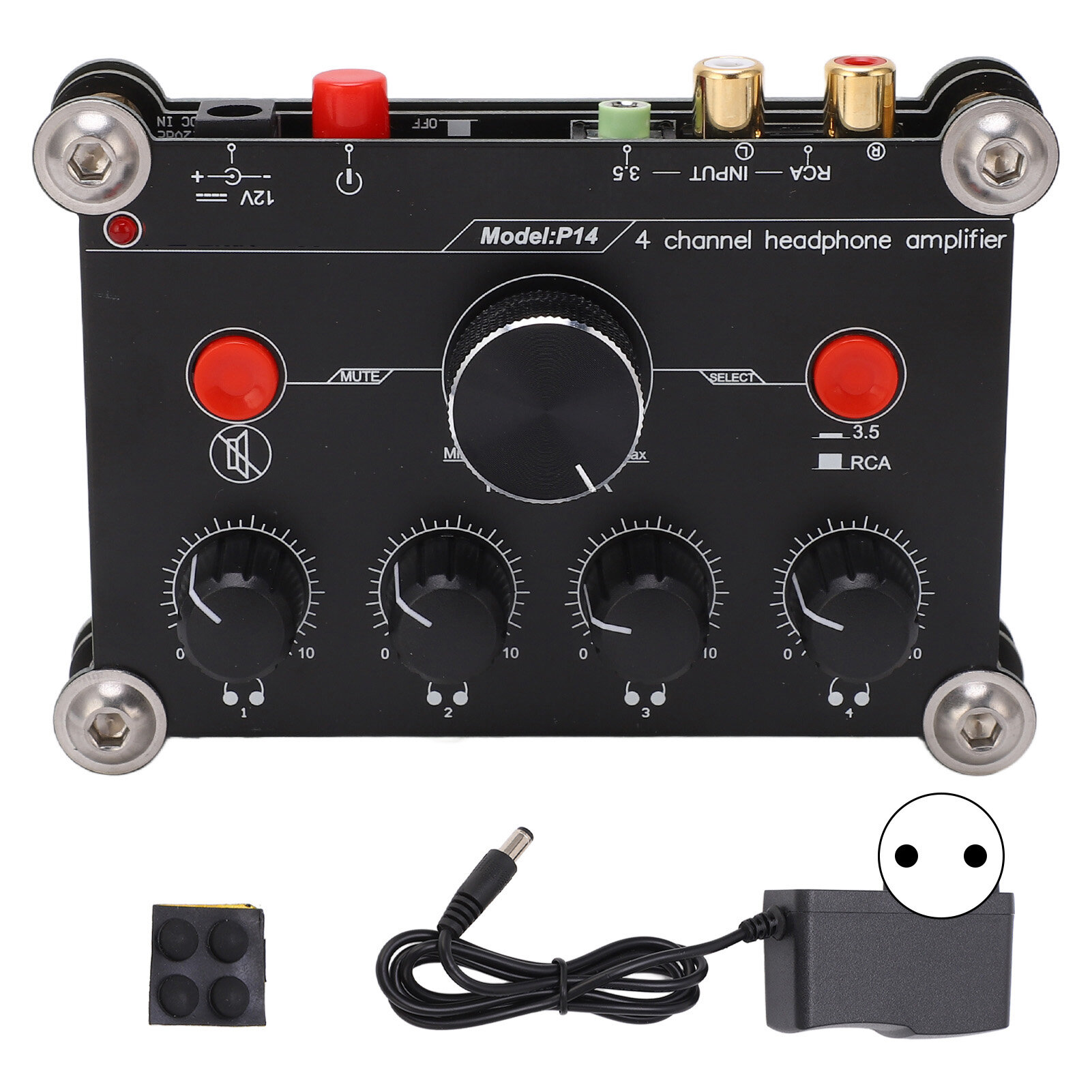 Усилитель для наушников, 4-канальный модуль платы усилителя мощности звука, независимый регулятор громкости, 100 240 В, вилка европейского стандарта