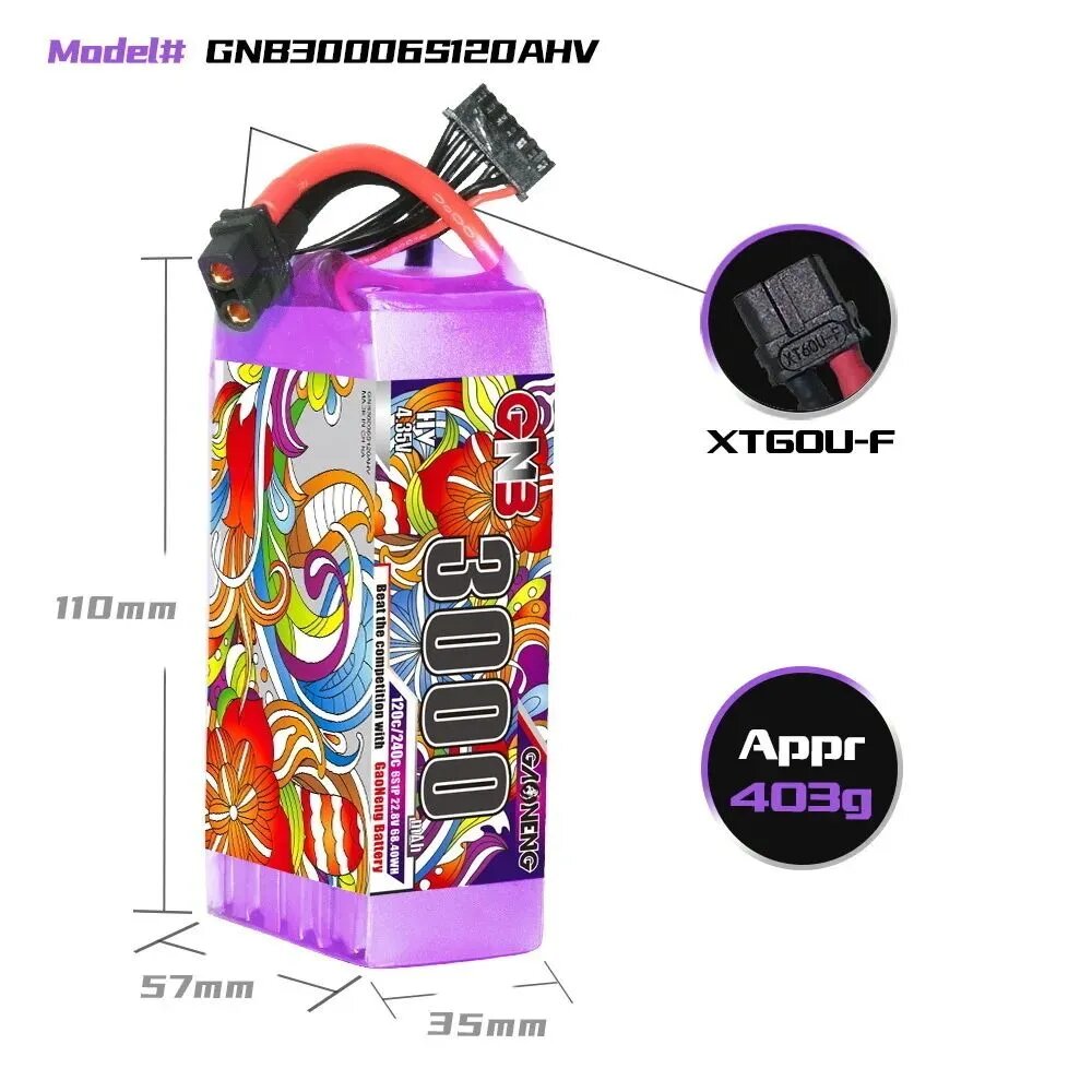 GNB 6S 22.8V 3000mAh 5200mAh 120C/240C Аккумулятор для игрушечных машинок With XT60 XT90 Plug