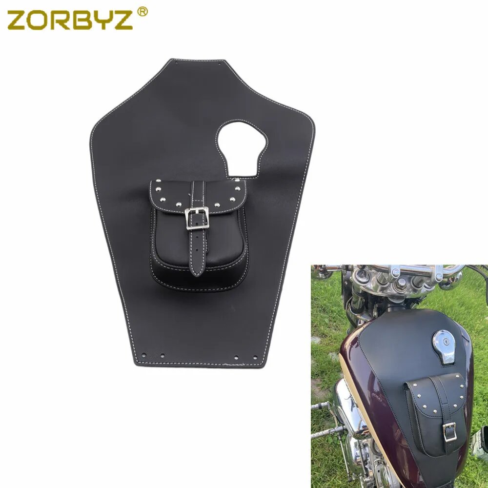 ZORBYZ мотоциклетная черная сумка из искусственной кожи с крышкой бака для Yamaha Virago 750 XV750 XV1100