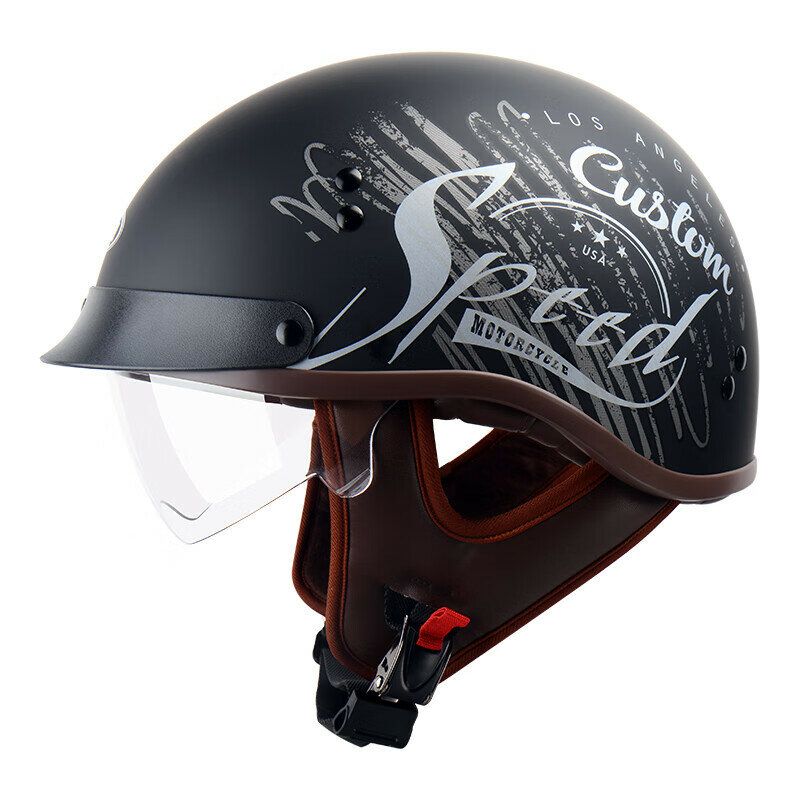 YEMA 3C Certified 638S Electric Scooter Helmet, Retro Half Helmet for Men And Women, Motorcycle Safety Helmet, All-Season Use, Matte Speed Flower + Clear Inner Visor