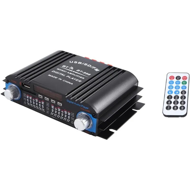 E2Усилитель звука HiFi, цифровой 4-канальный аудиоусилитель, Bluetooth-караоке-плеер, FM-радио, поддержка дистанционного управления, черный