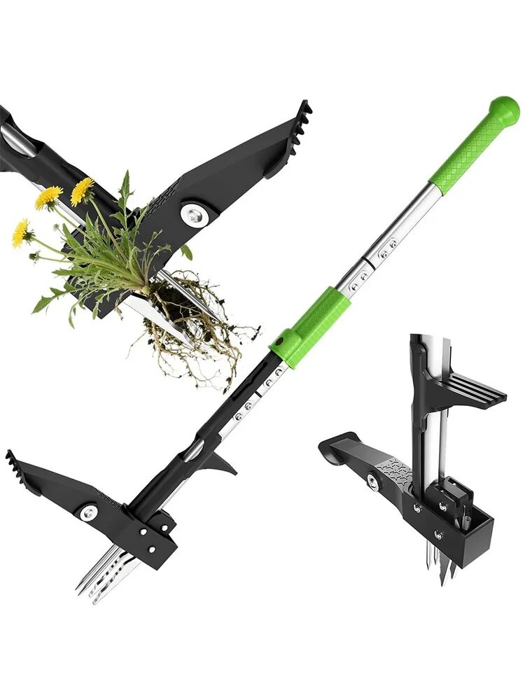 MQOUO Кустодер для удаления сорняков, металлический, салатовый, телескопический, длина 90 см