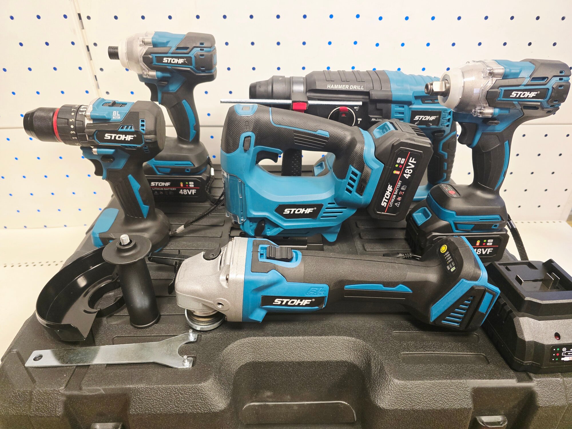 Аккумуляторный бесщеточный комбо-набор Stohf 6 в 1, 21В, 4х4Ач, кейс, зарядное устройство