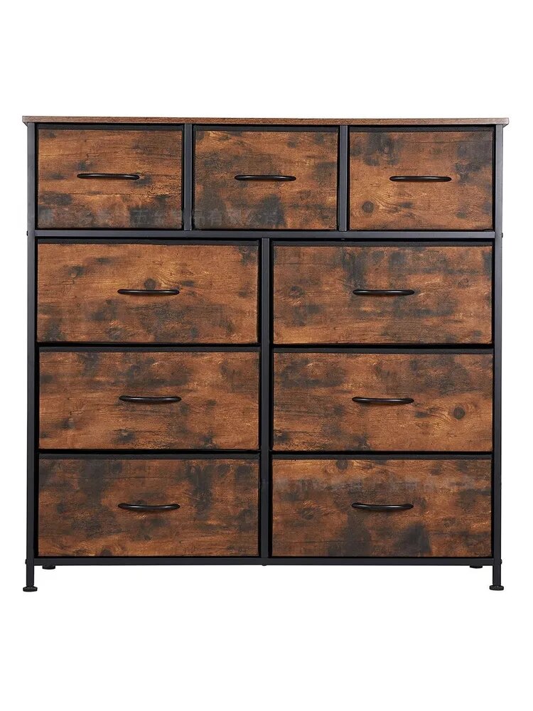 Комод, 9 ящиков, 100х30x99.5 см, лофт, для гостиной, ЛДСП, цвет дуб