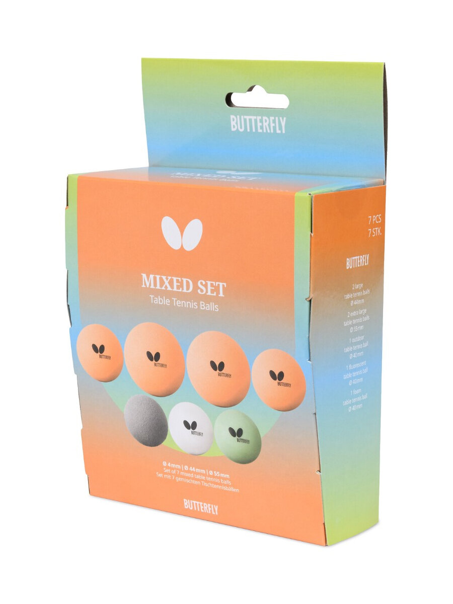 Мячи для н/тенниса Butterfly Mixed Set Fun Plastic x7, Assorted