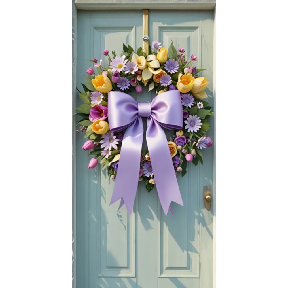 Весенний металлический баннер с бантом розовый фиолетовый Purple 4-180X90cm