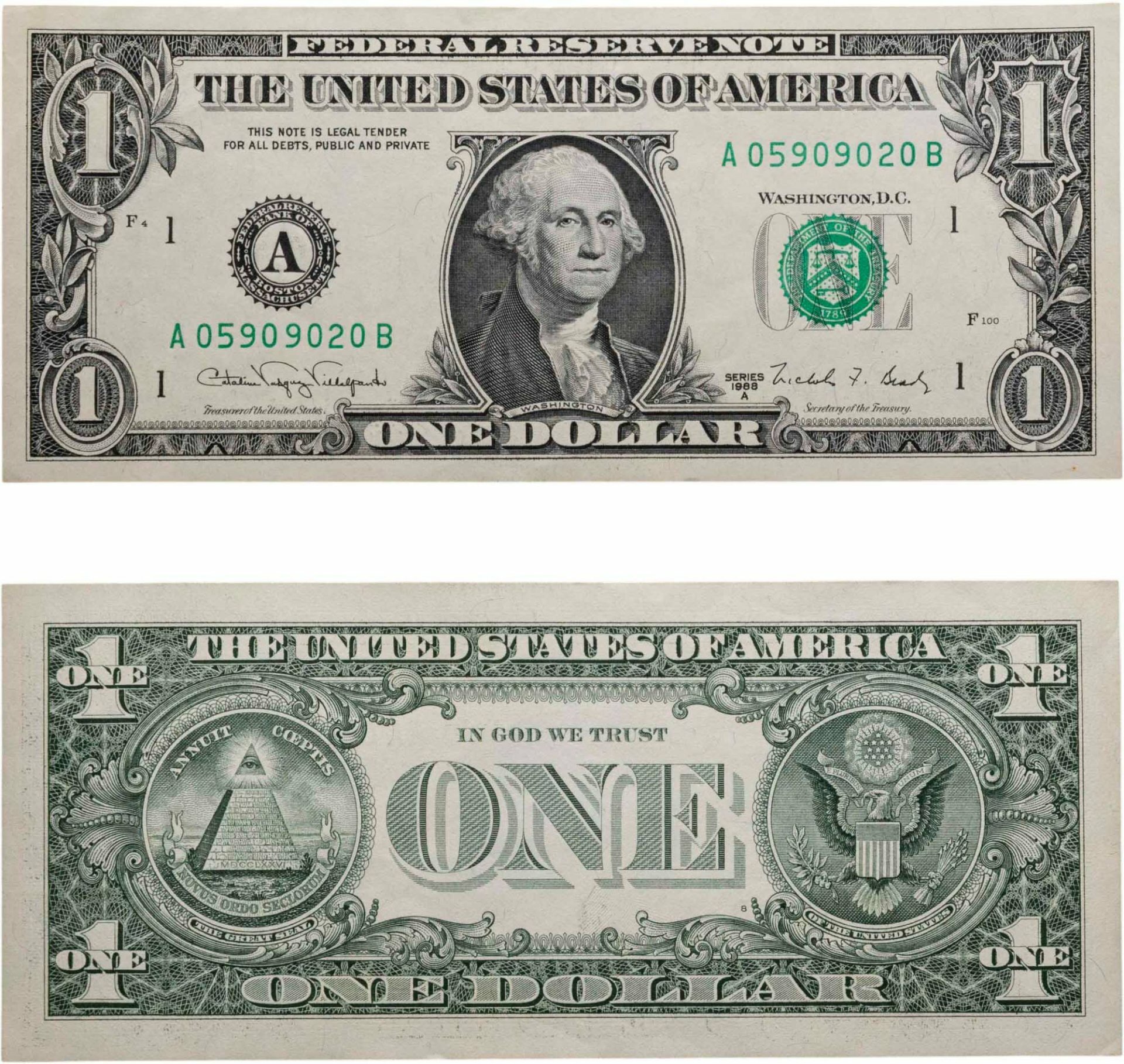 США 1 доллар 1988A Pick 480b A-Бостон