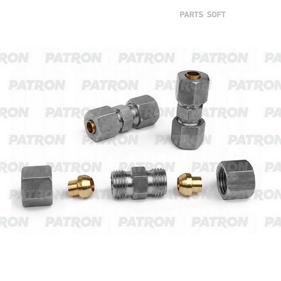 Соединитель трубки в сборе L-150 (втулка - бронза, корпус и гайки - сталь), для трубок D = 4,76 mm PATRON PHL5600-0150 | цена за 1 шт