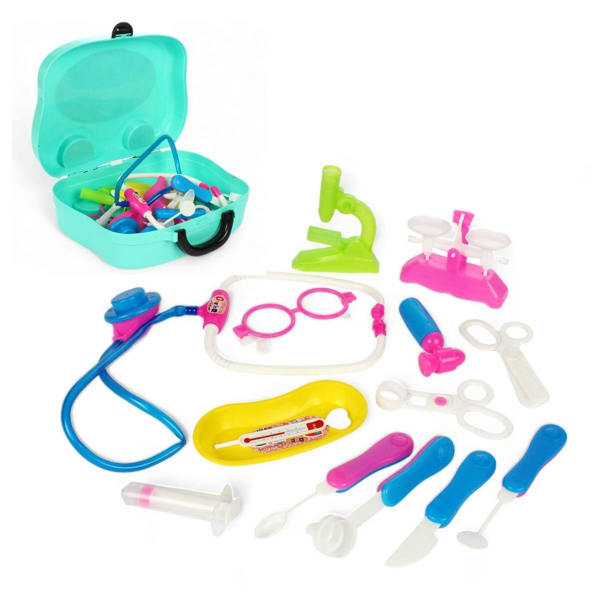 Набор доктора в чемодане «TOYMIX» 11 предметов, пластик, яркие цвета