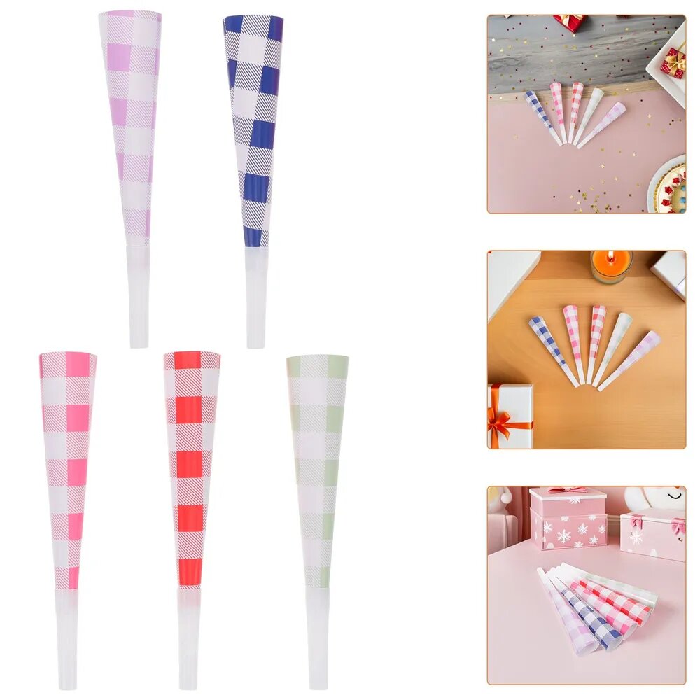 Разноцветные бумажно-пластиковые свистки-горны для детских праздников, 40 штук