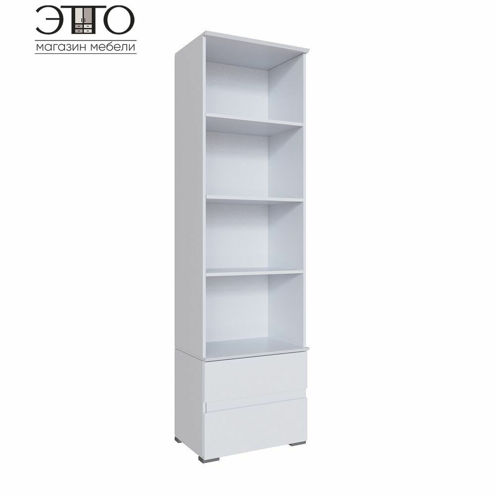 Шкаф-пенал этто Плейона, ЛДСП, открытый, напольный, белый, 60x230x41,2 см