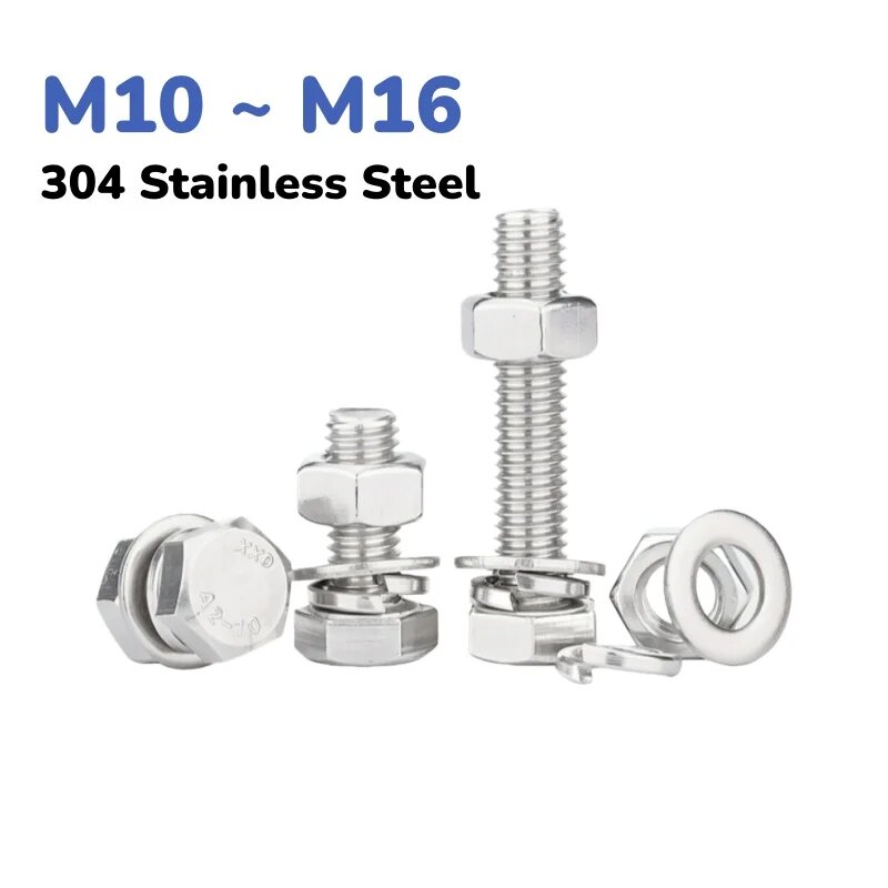 Комплект винтов М10 М12 М14 М16 из нержавеющей стали 304 M10-1pcs, 70 мм