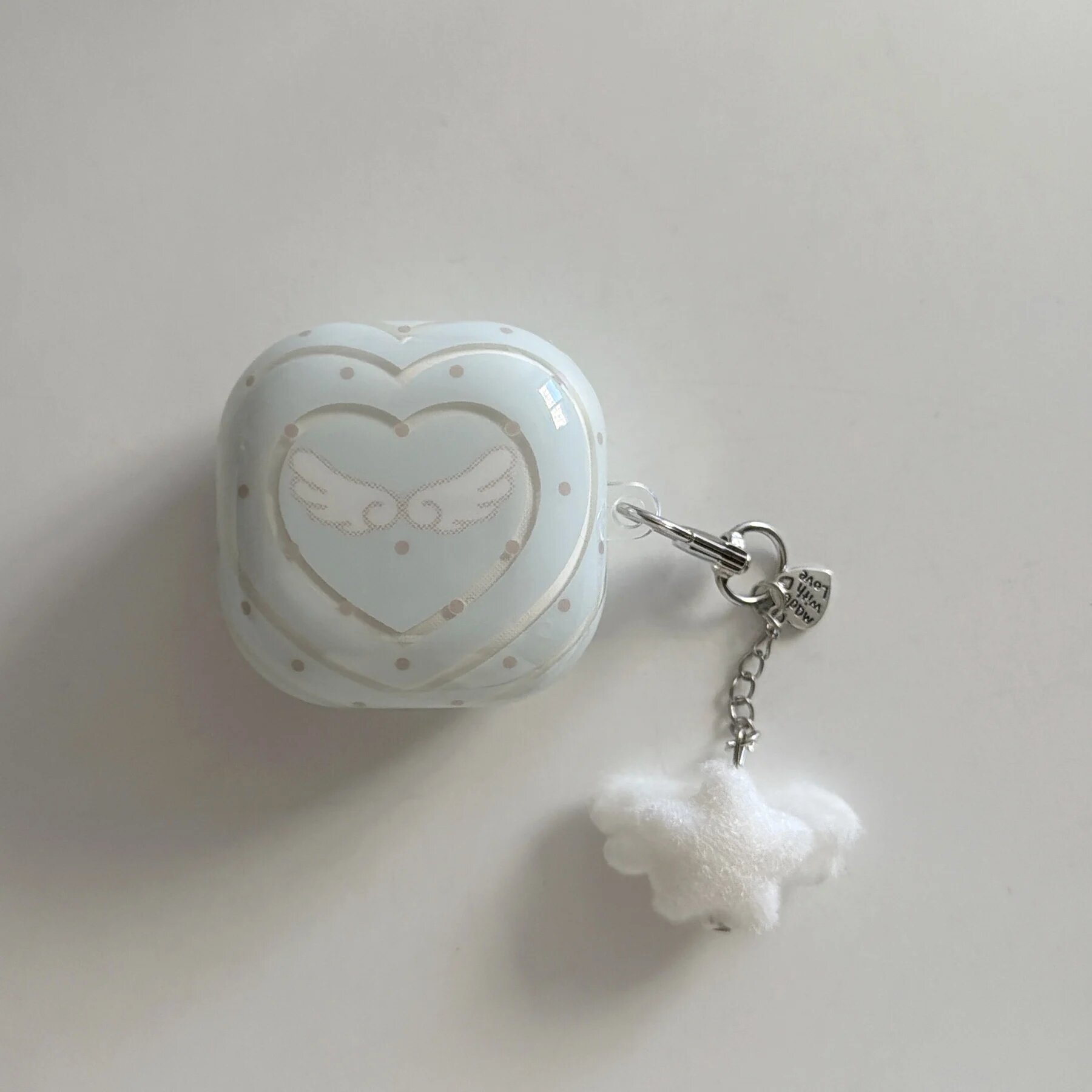 Чехол для Samsung Galaxy Buds 3 Pro Live FE 2Pro Core, милый, с рисунком в виде точек, сердечек и крыльев, с подвеской, ударопрочный, защитный чехол для наушников