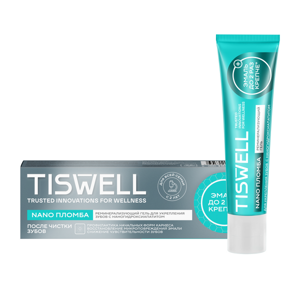 Гель Tiswell реминерализующий для укрепления зубов с наногидроксиапатитом и ксилитом для всей семьи, 40 мл