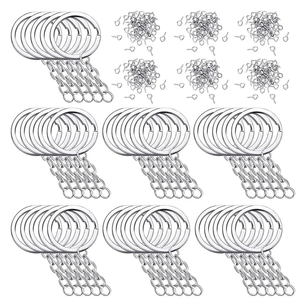 250шт Колец для ключей, включая 35xKeychain & Jump 180xScrew Eye Pin-код