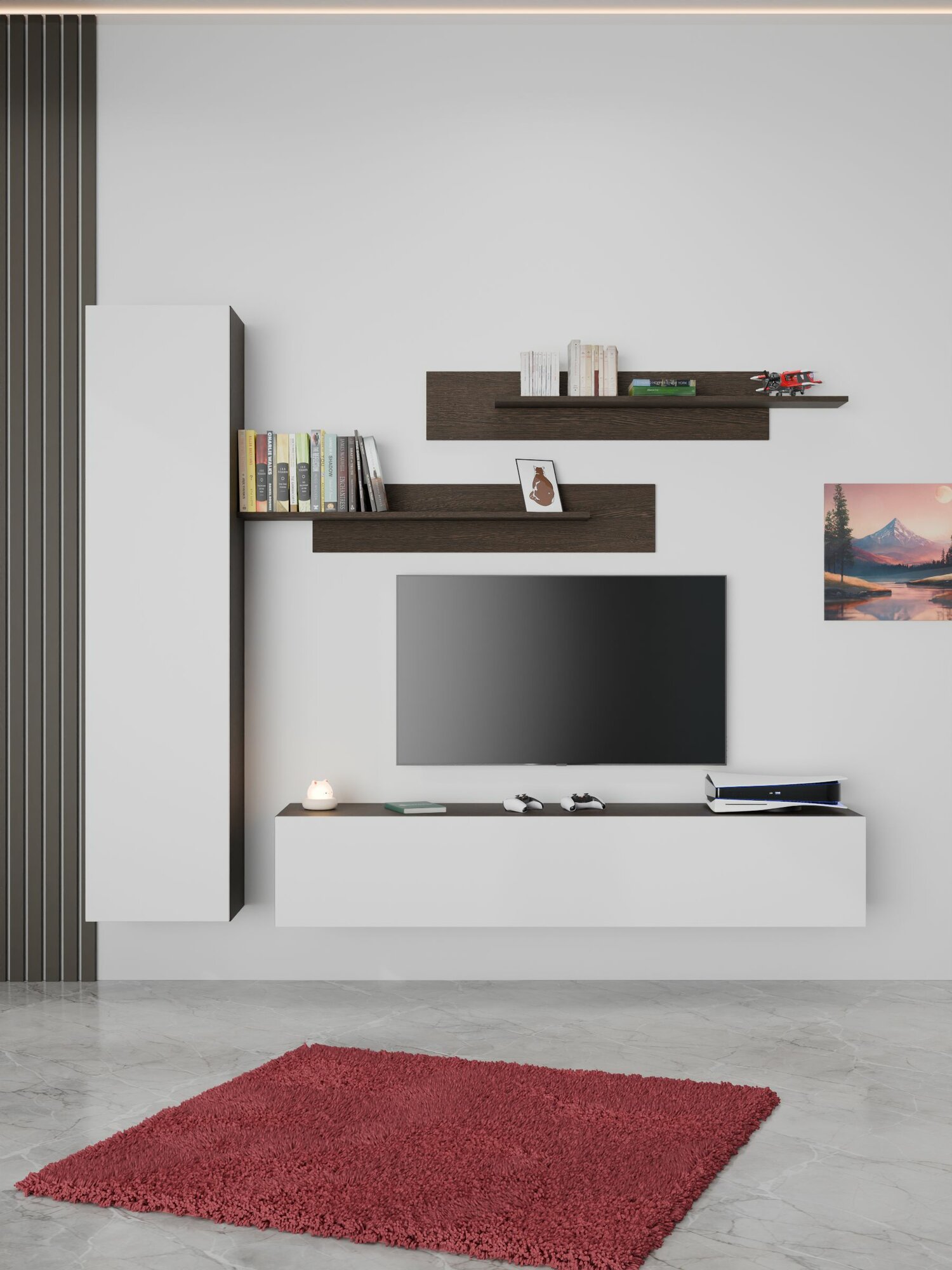 Стенка в гостиную, стенка для гостиной Флекс, подвесная 200х170х40 см (ШхВхГ)