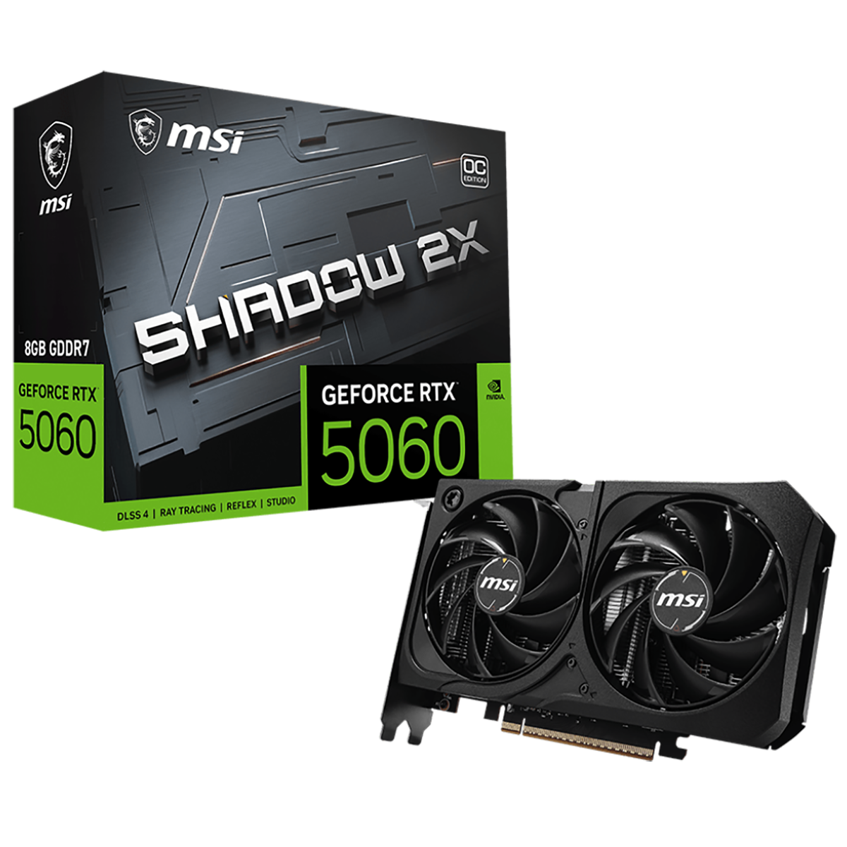 Видеокарта MSI GeForce RTX 5060 8 ГБ (GeForce RTX 5060 8G SHADOW 2X OC MAX), RTL