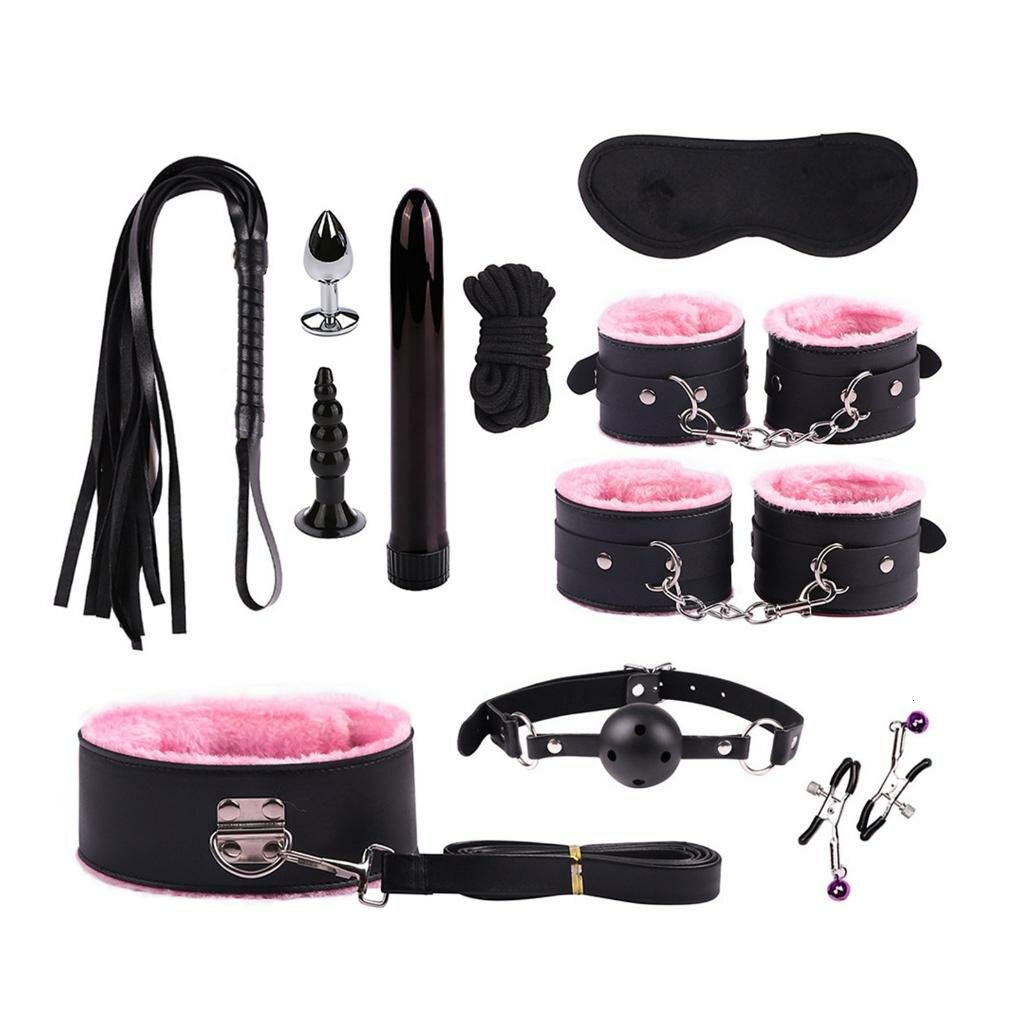 Комплект BDSM-ограничителей для кровати (11 предметов), Розовый