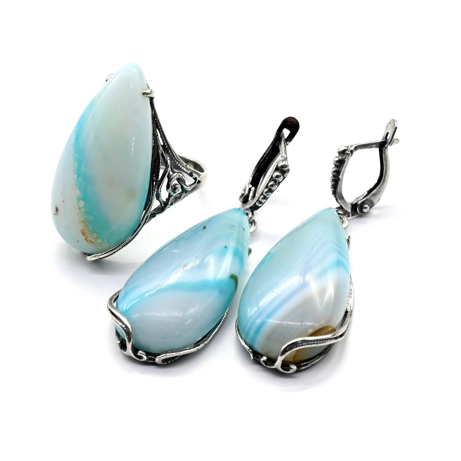 Комплект бижутерии: кольцо, агат