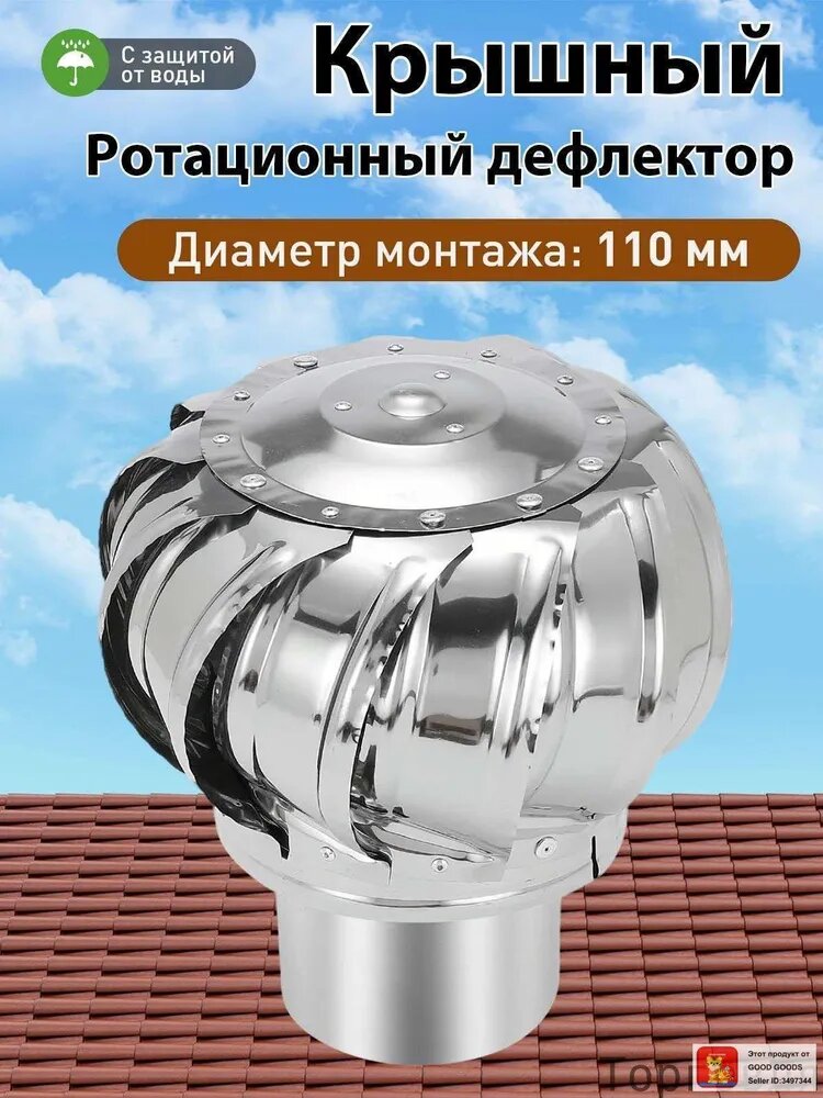 Турбо-дефлектор из нержавеющей стали 110 мм для вентиляционных труб