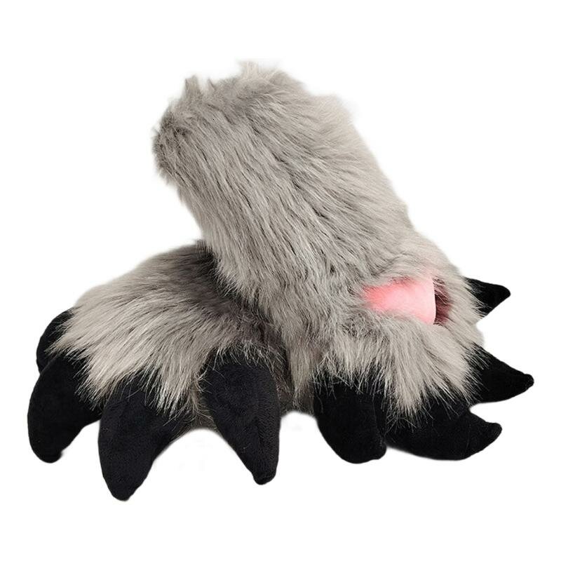 Перчатки-лапы волка, серый черный