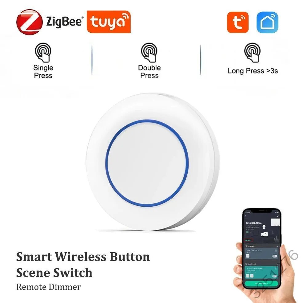 Smart Wireless Button Scene Switch Remote Dimmer ZigBee Tuya Smart Button