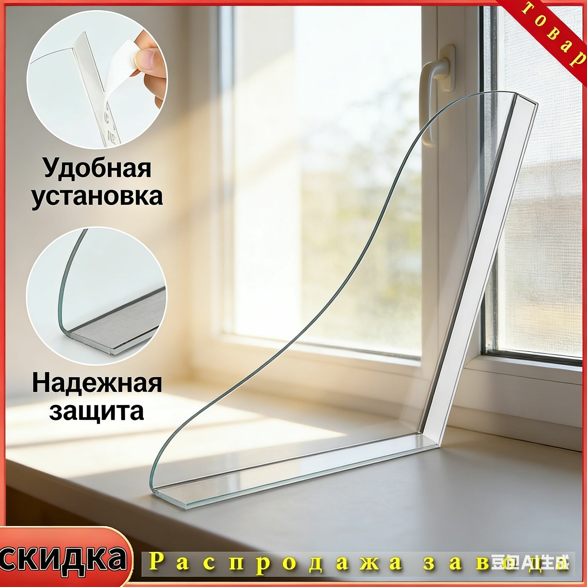 Защитный уголок для ванны акриловый 21.8 см без сверления для ванной комнаты 2шт