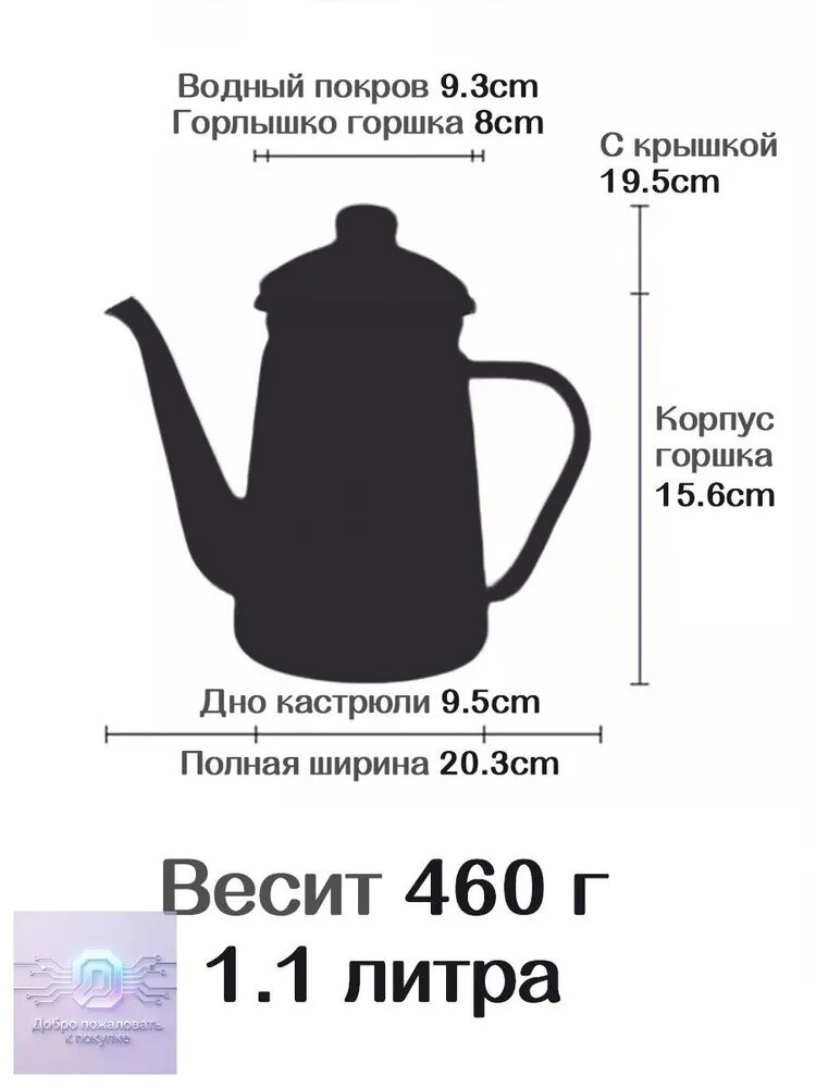 HongDiJia Чайник эмалированный для газовой плиты красный в горошек 1.1 литра с крышкой - Китай — фото 1